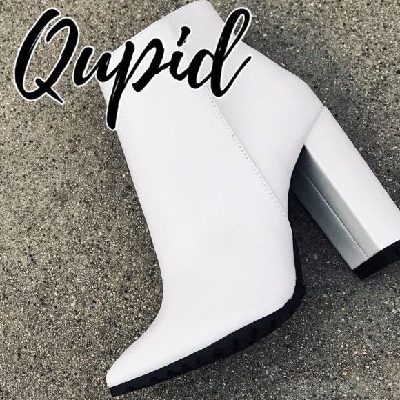 Qupid | Shoes | Selling Fast Qupid Signal White Heeled Lug Sole Bootie ...